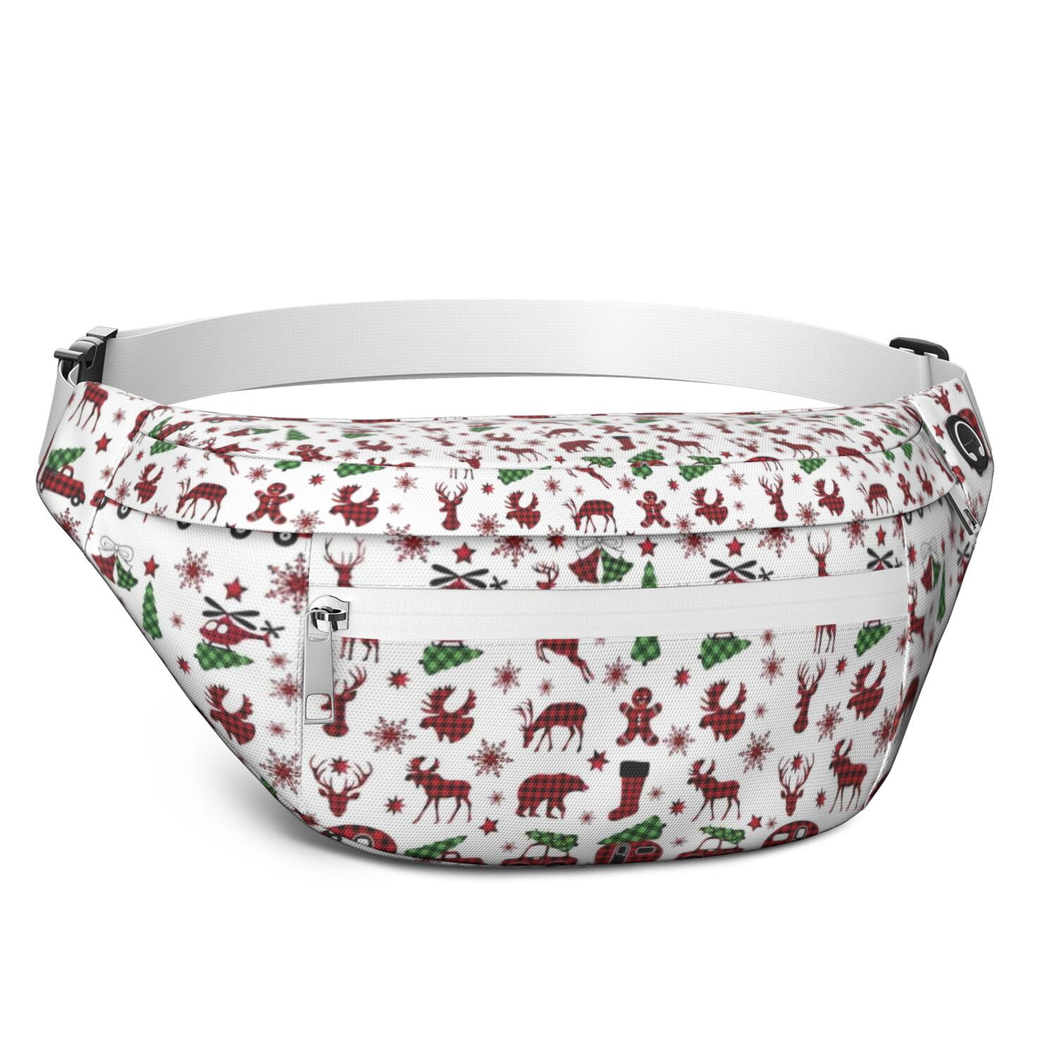 Fanny Pack White Christmas Animal and Car Pattern Waist Pack Bag ...