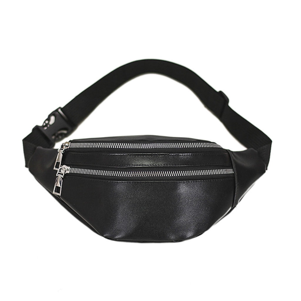 Fanny Packs Waist Pack Bag with Zipper Pockets Adjustable Belt PU ...