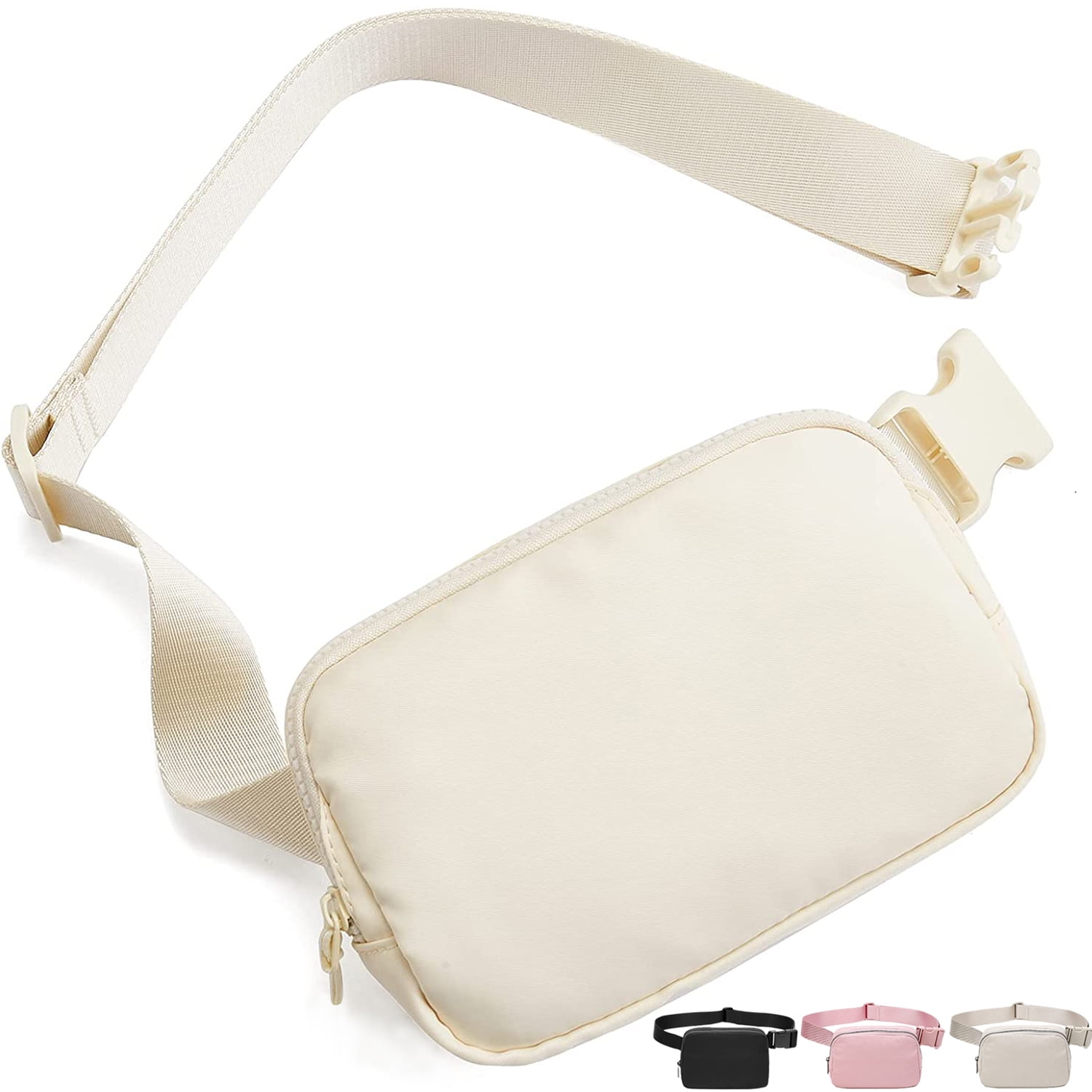 Unisex Mini Belt Bag, Beige White Crossbody Fanny Pack for Men/Women ...