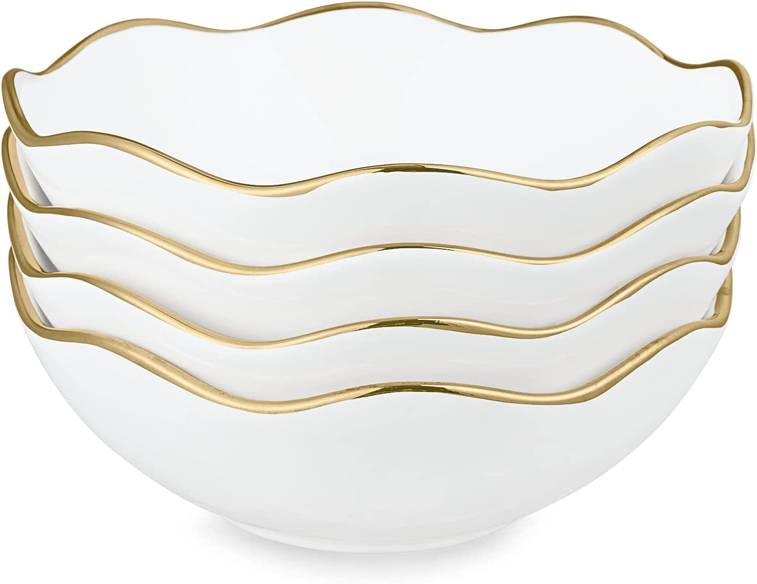 Fanquare 16oz Vintage White Pasta Bowls Set of 4, Porcelain Salad Bowl ...
