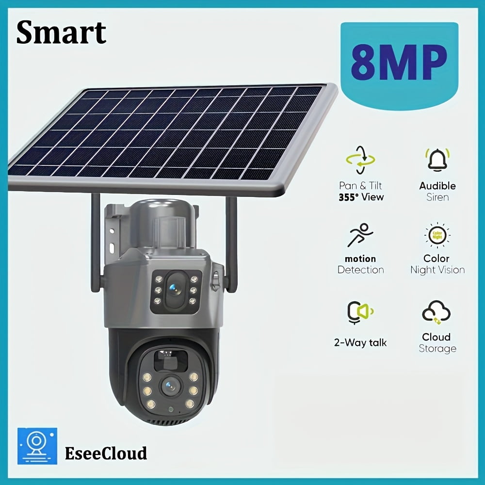 Fanruina 2K FHD Solar Security Camera - 10X Zoom 360° Dual Lens (Bullet+PTZ) | Low-Power, WiFi ...