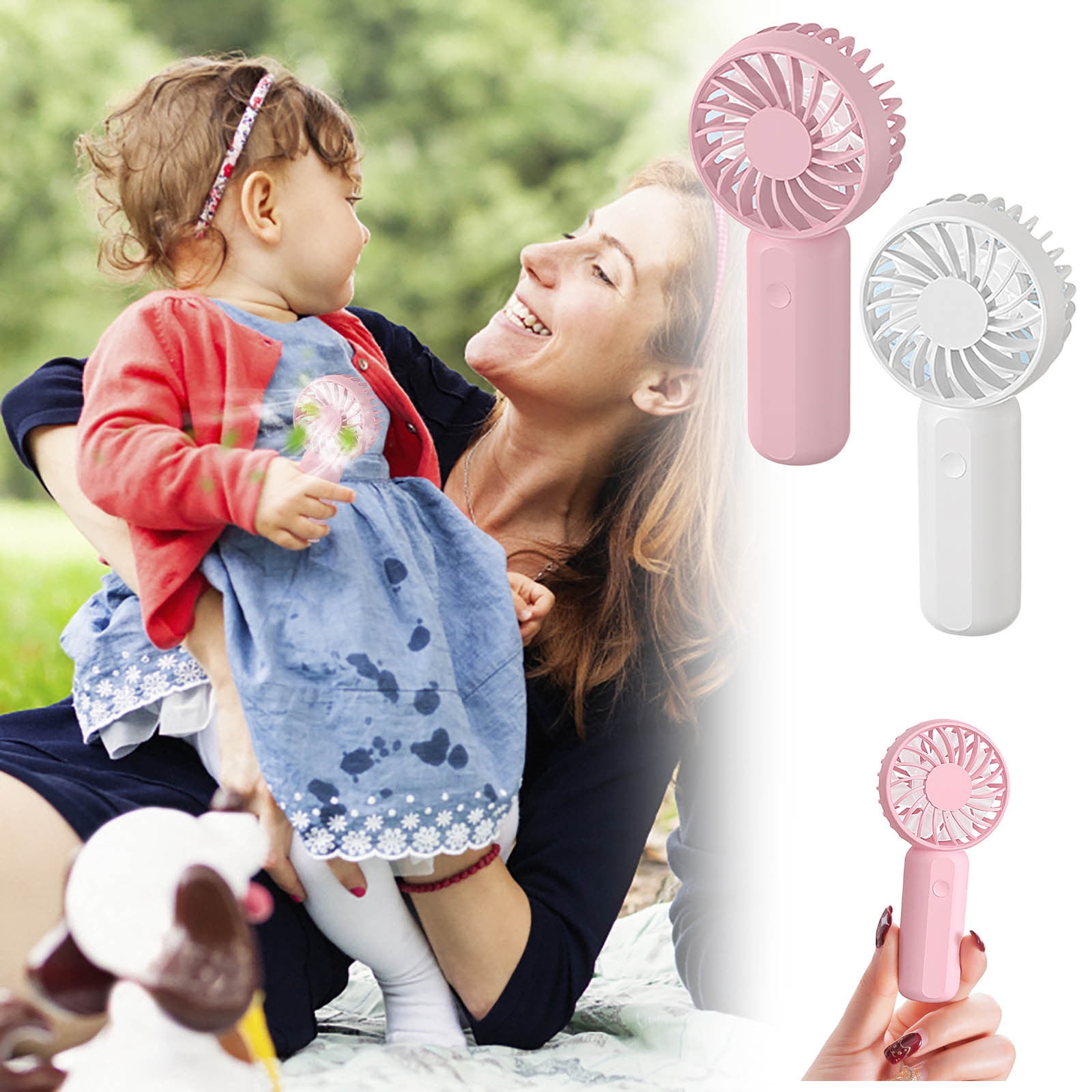 Fans,Mini Ice Cream Fan,Quiet and Low Noise,Triple Speed Control ...
