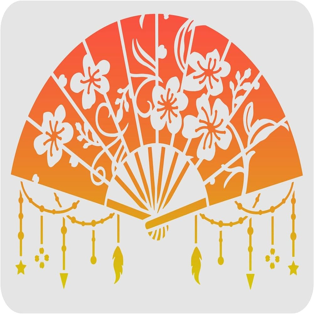 Fans Stencil for Painting 29.7x21cm Reusable Drawing Stencil Chinese ...