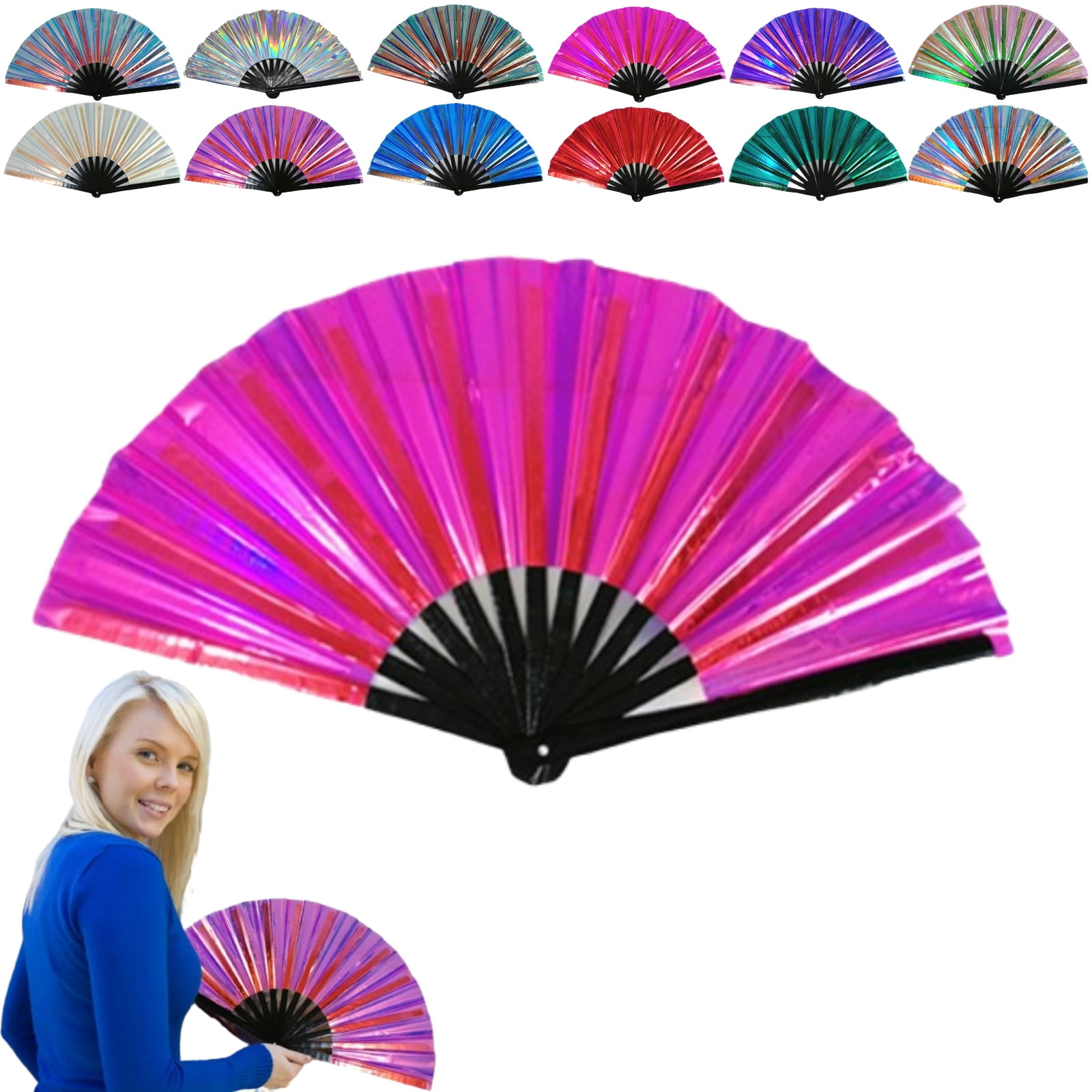 Fans for Line Dancing Bulk, Holographic Craft Fans New 2025 - Foldable ...