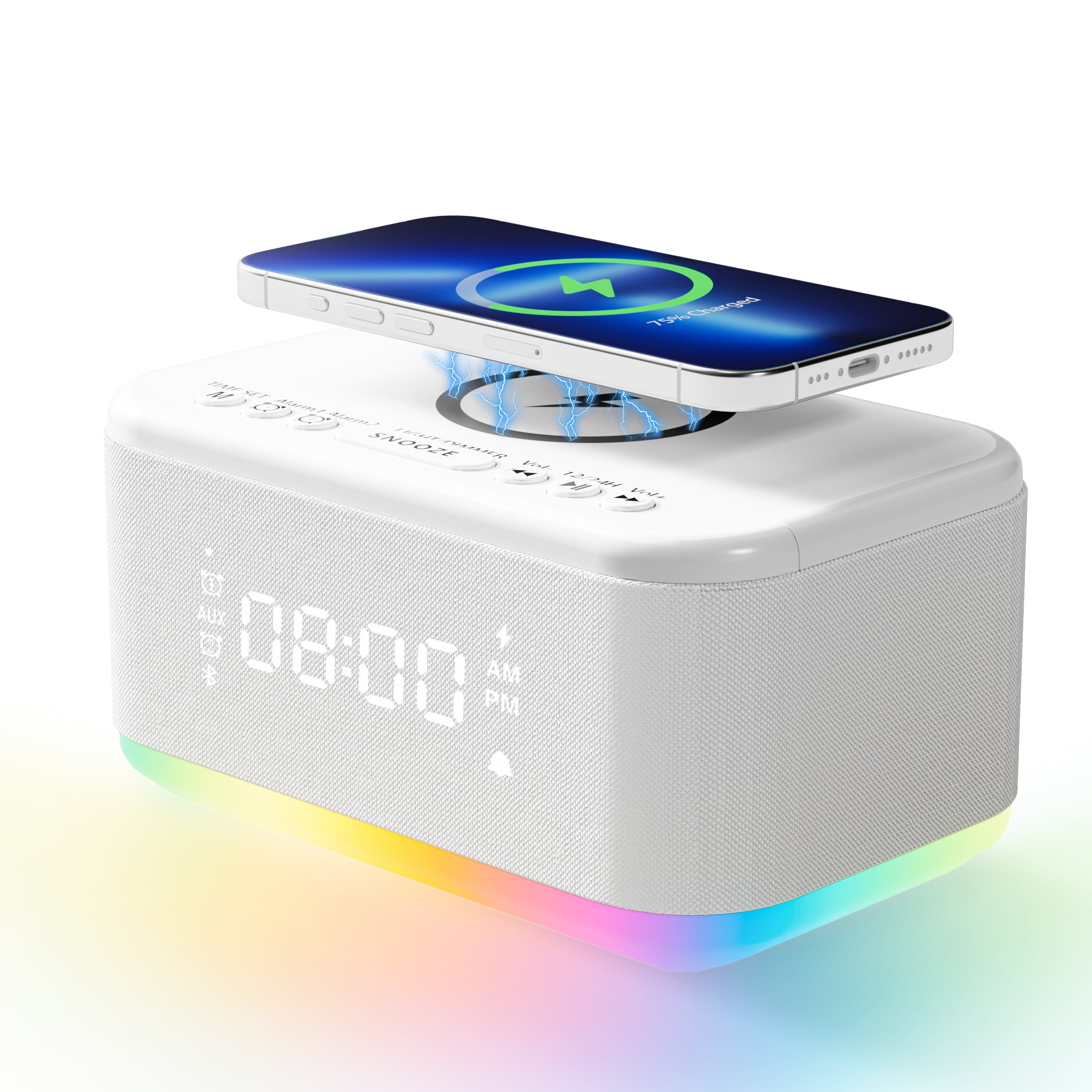 Fansbe Tech Vibrating Alarm Clock Speaker, Dimmable Digital Alarm ...