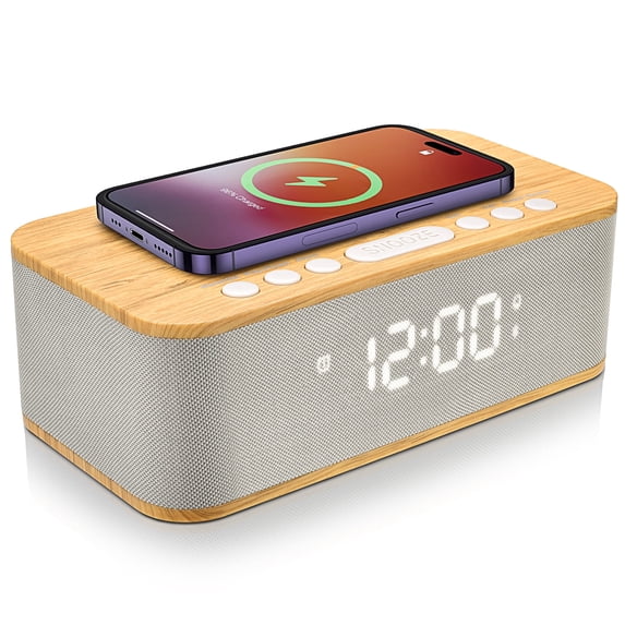 Fansbe, Digital Alarm Clock, Wireless Charging Alarm Clock, Wood ...