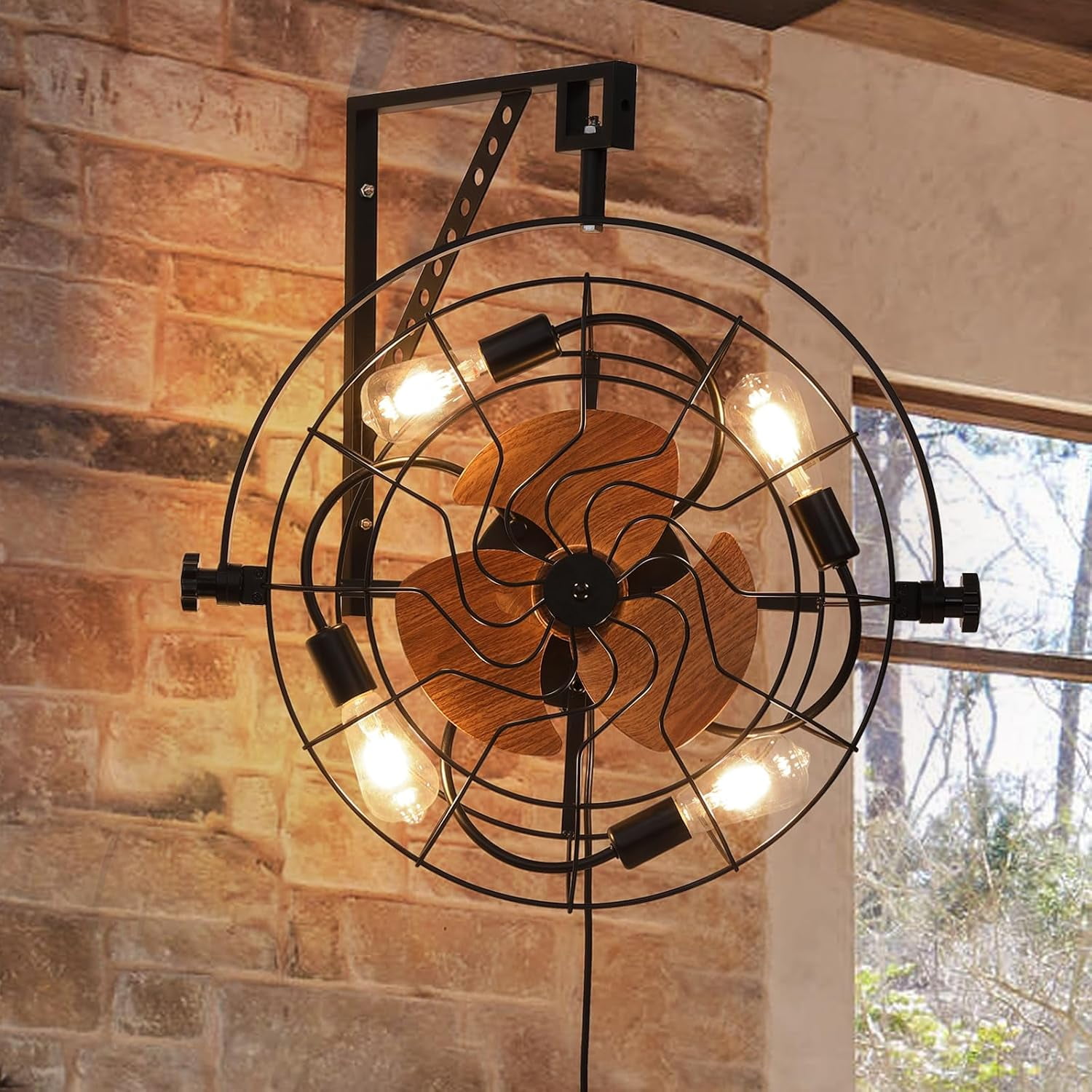 Fansconce Wall Mount Fan, Wall Fan Ceiling Fan with Lights and Remote ...