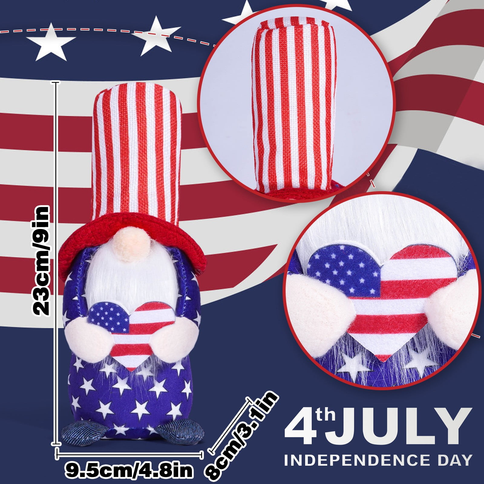 Fanshiluo 4th Of July Saving, Independence Day Faceless Doll Decoration Dwarf Old Man Doll ...