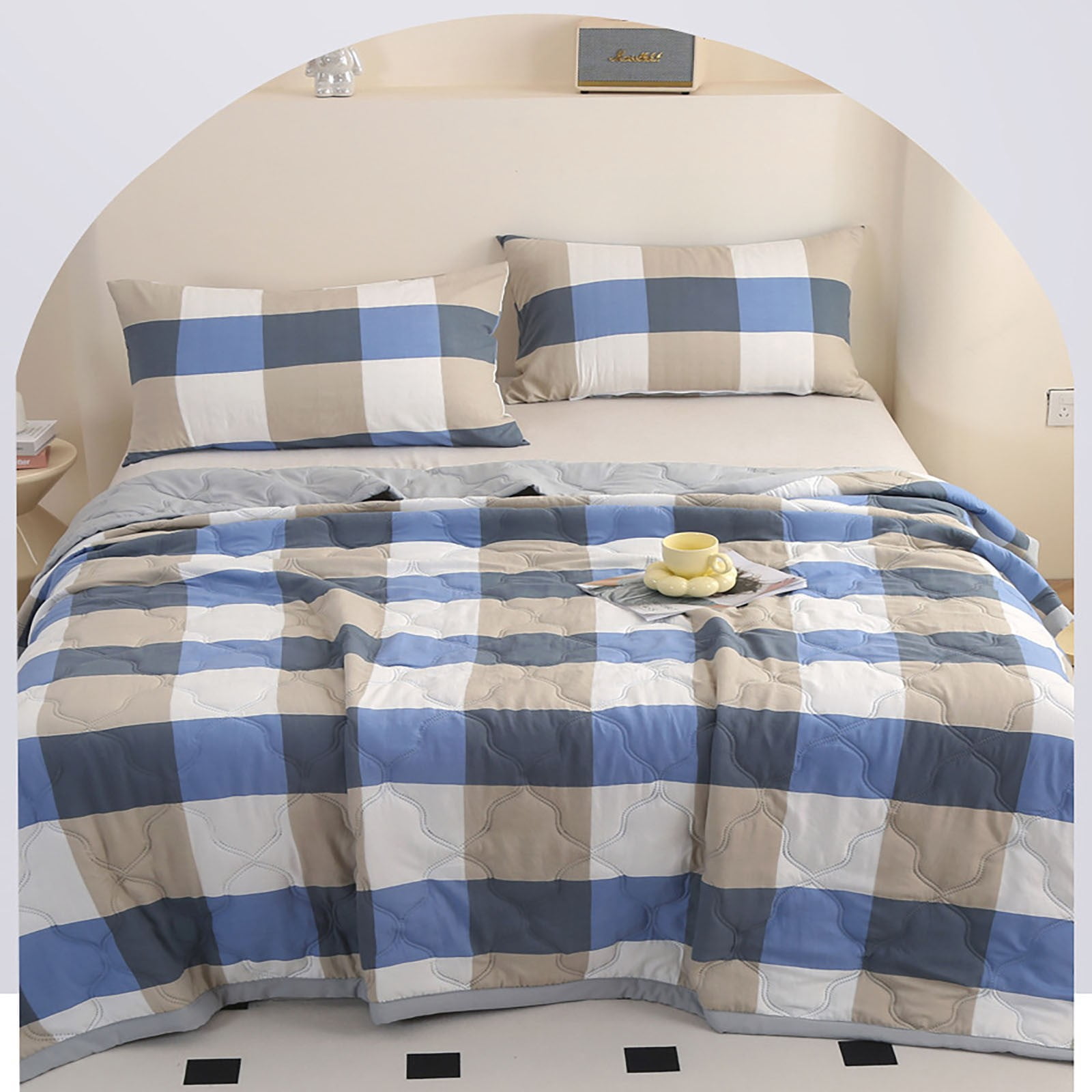 Fanshiluo Conditioning Quilt Plaid Cool Feeling Summer Cool Quilt ...