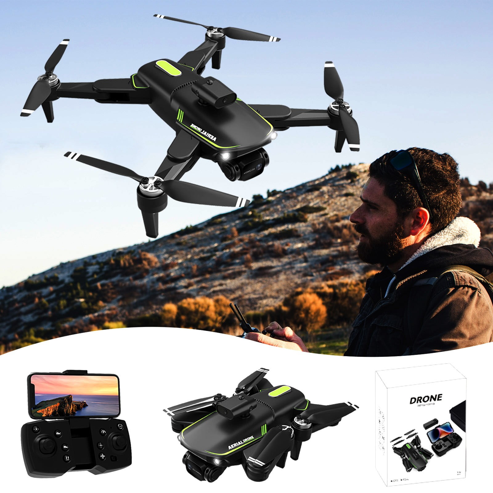 Fanshiluo Drone with Camera for Adults Brushless Drone,HD Dual Camera Aerial Drone,Quadcopter ...