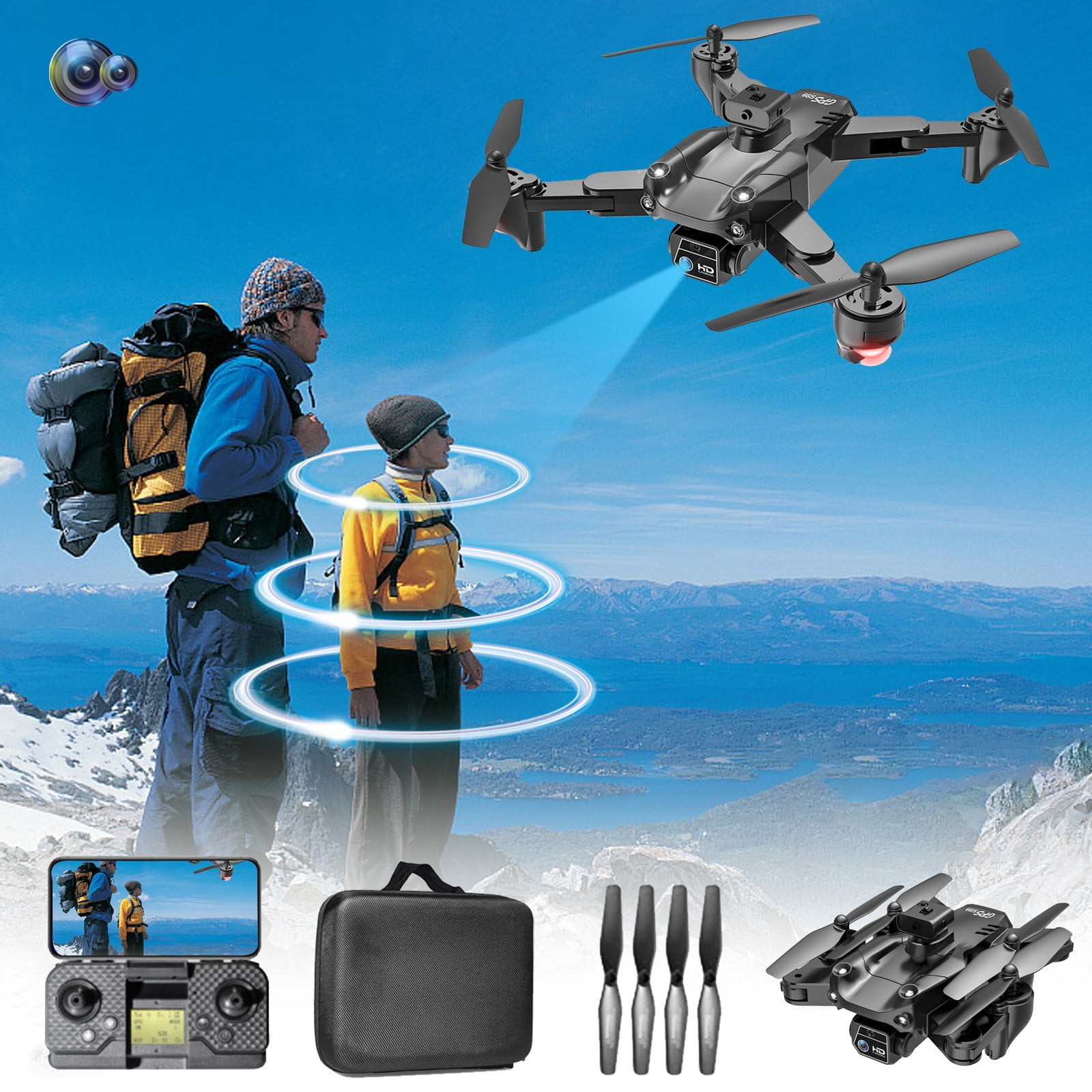 Fanshiluo Drone with Camera for Adults Dual-camera Folding GPS UAV 4K ...