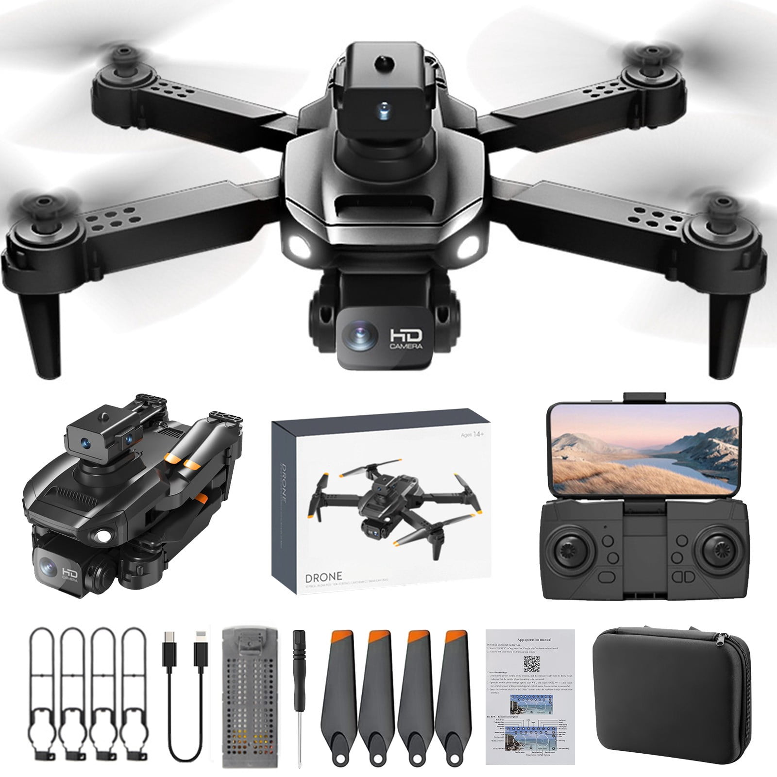 Fanshiluo Drone with Camera for Adults WiFi FPV Drone With 1080P HD ...