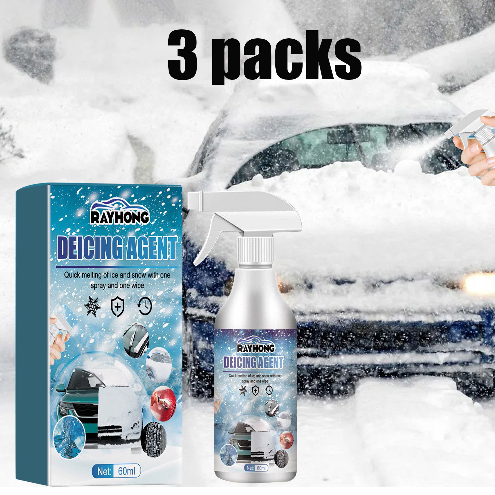 Fanshiluo One Size Car Defroster Deicer Spray,Auto Windshield Deicing ...