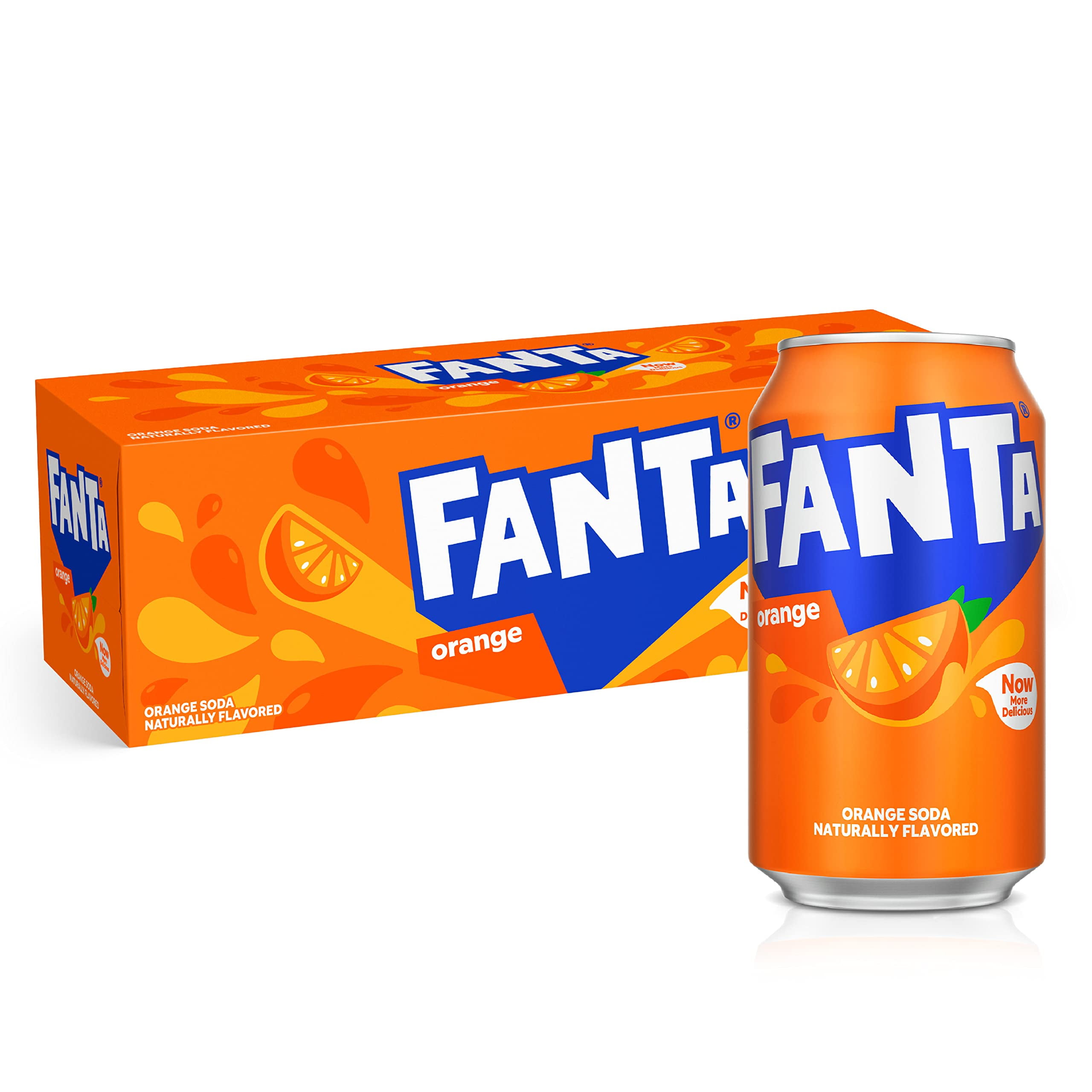 Fanta Orange Soda, 12 Fl Oz Cans, Pack of 12, Carbonated Soft Drink ...
