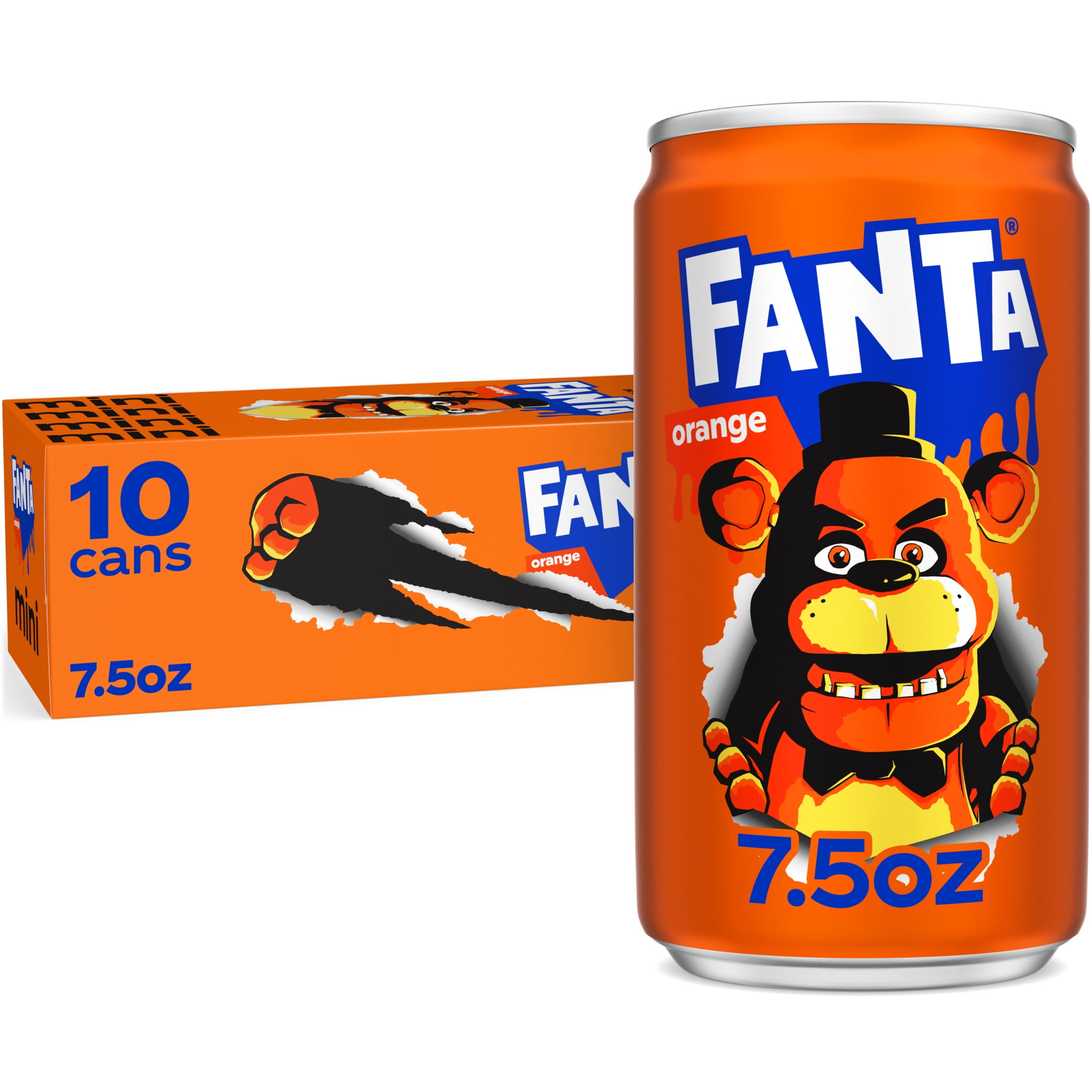 Fanta Orange Mini Fruit Soda, 7.5 fl oz, 10 Pack Soft Drink Cans ...