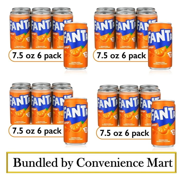 Fanta Orange Fruit Mini Soda Pop Soft Drink, 7.5 fl oz, 24 Pack ...