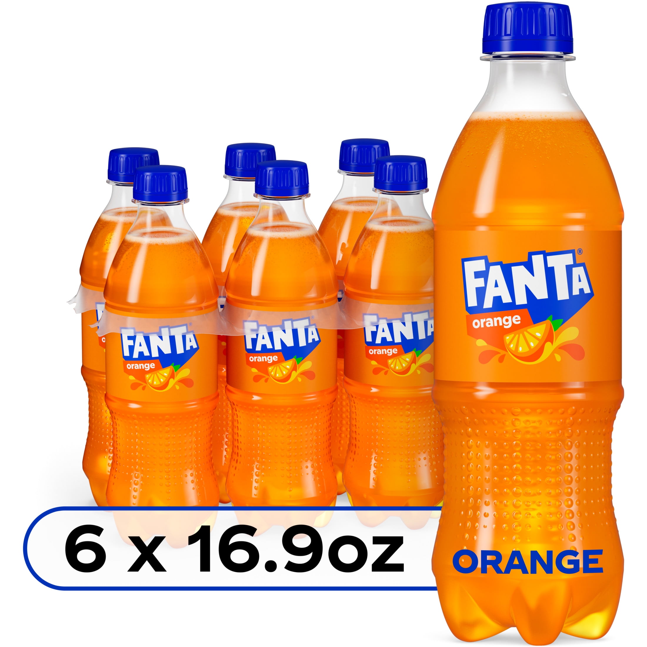 Fanta Orange Fruit Soda Pop Beverage Drink, 16.9 fl oz, 6 Pack Bottles ...