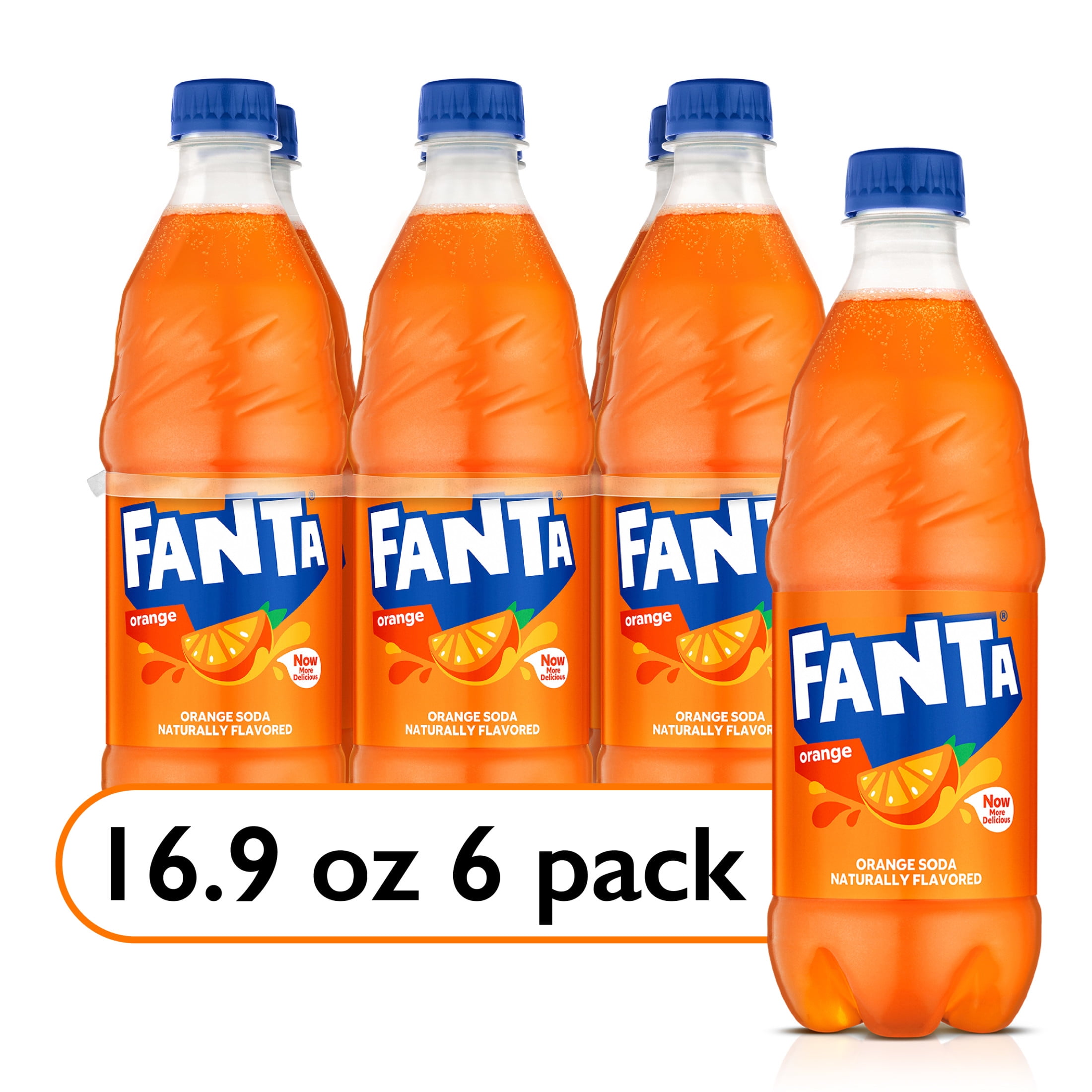 Fanta Orange Fruit Soda Pop Beverage Drink, 16.9 fl oz, 6 Pack Bottles ...