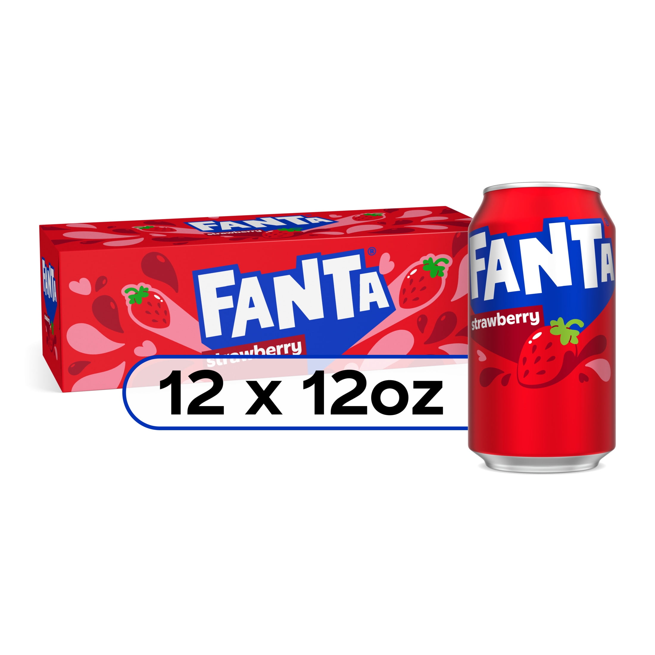 Fanta Strawberry Fruit Soda Pop, 12 fl oz, 12 Pack Cans - Walmart.com