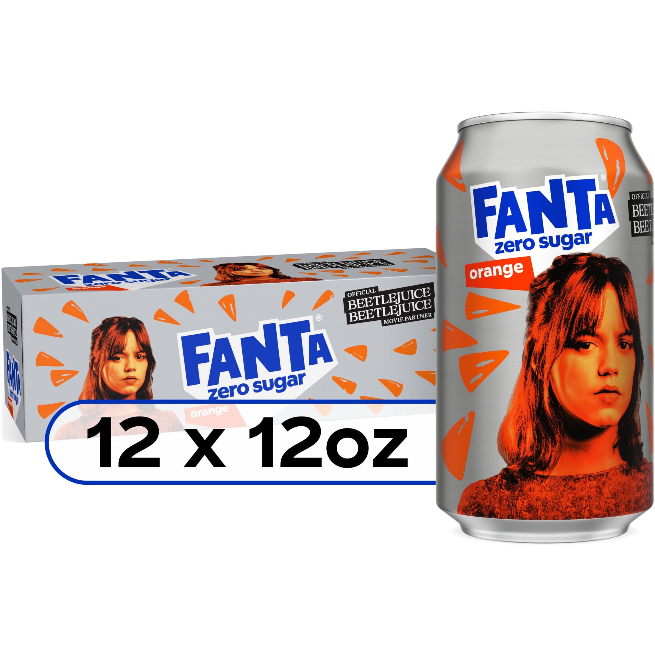 Fanta Zero Sugar, Caffeine-Free Orange Fruit Soda Pop, 12 fl oz, 12 ...