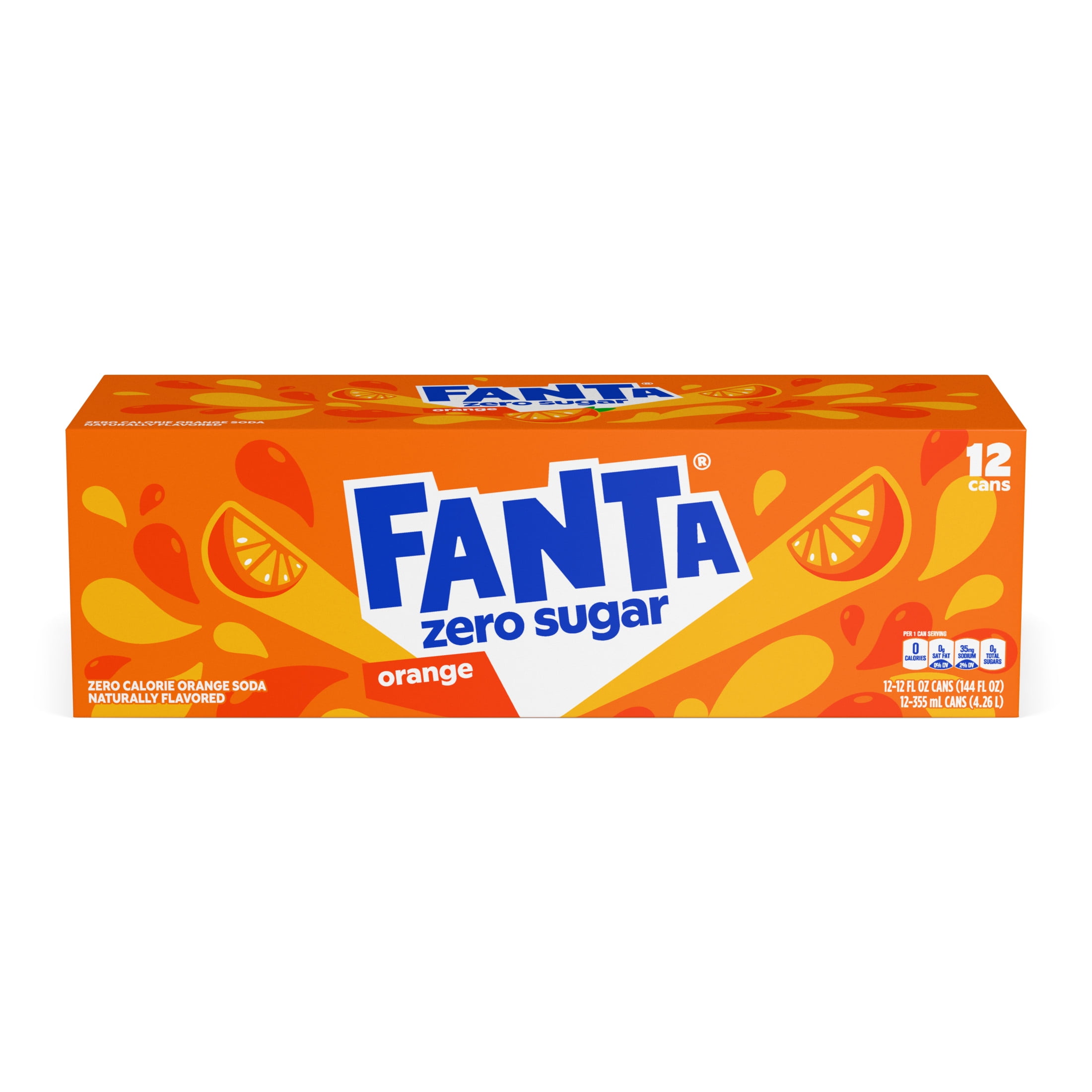 Fanta Orange Zero Sugar Soda 12 fl oz Cans 12 Pack Fruit Flavored Soft ...