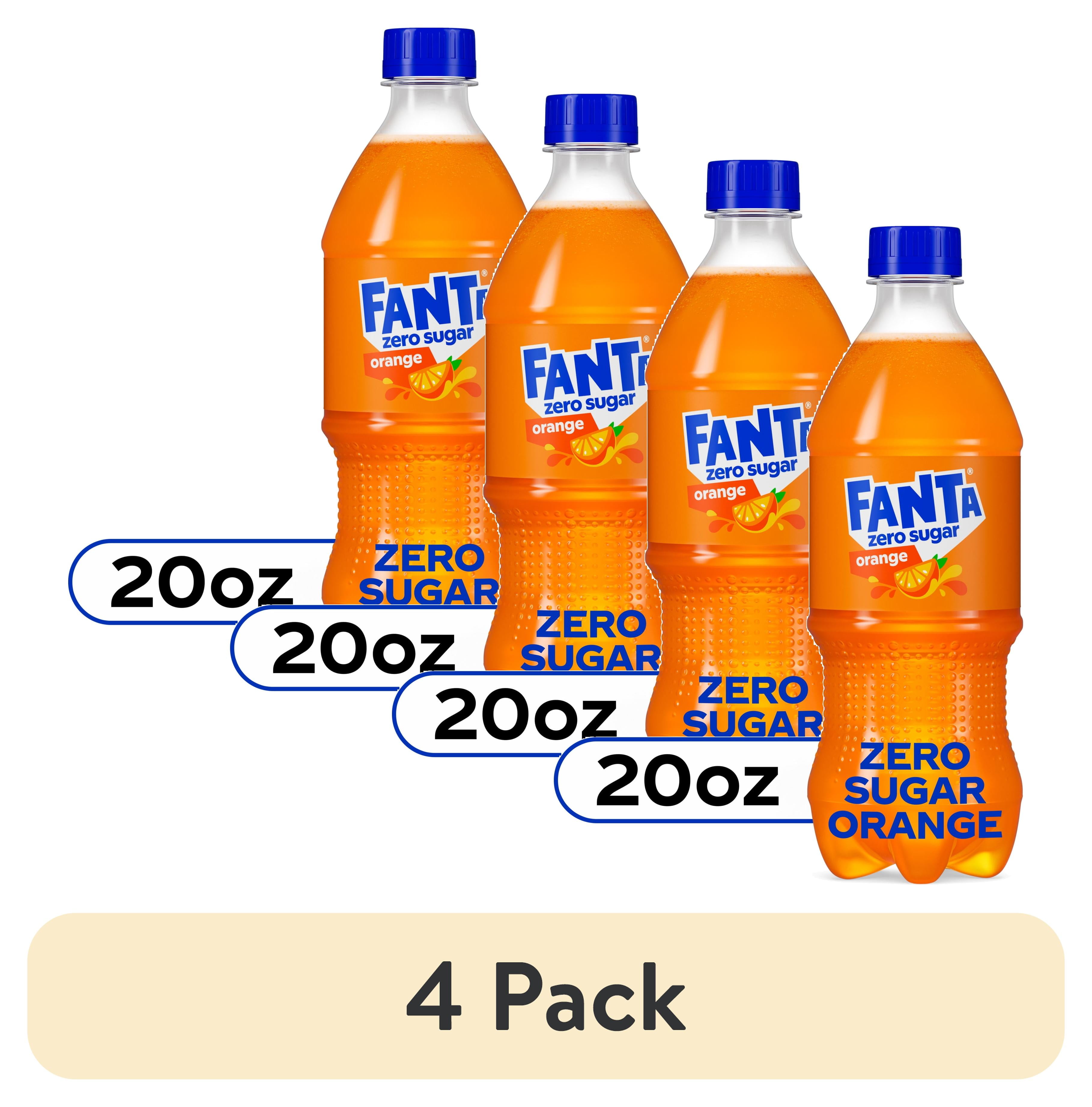 (4 pack) Fanta Zero Sugar Orange Fruit Soda Pop, 20 fl oz Bottle ...
