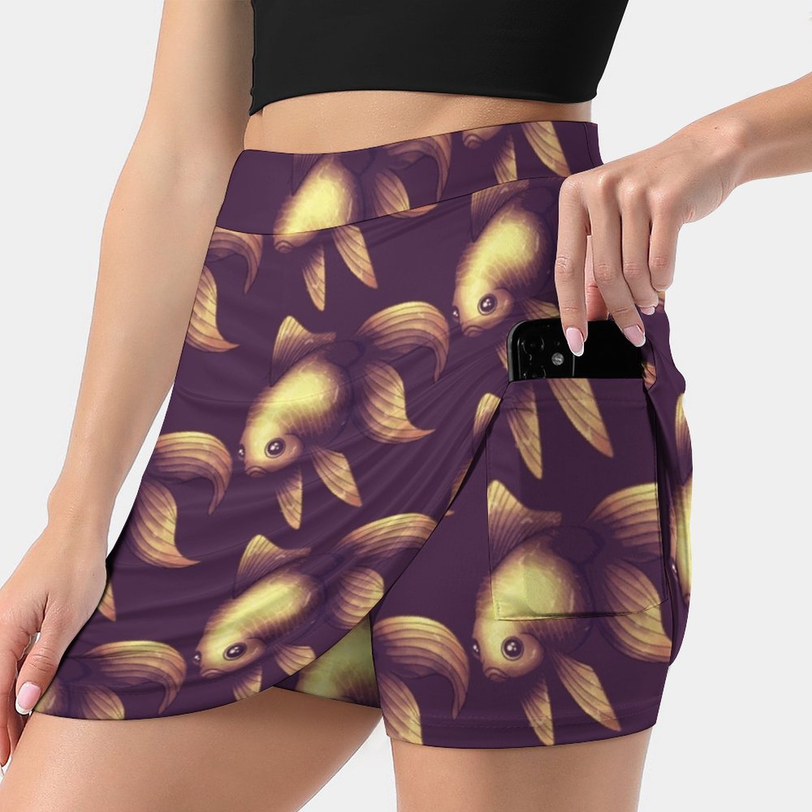 Fantail In Purple Women Sports Skirt Tennis Golf Dance Fitness Running ...