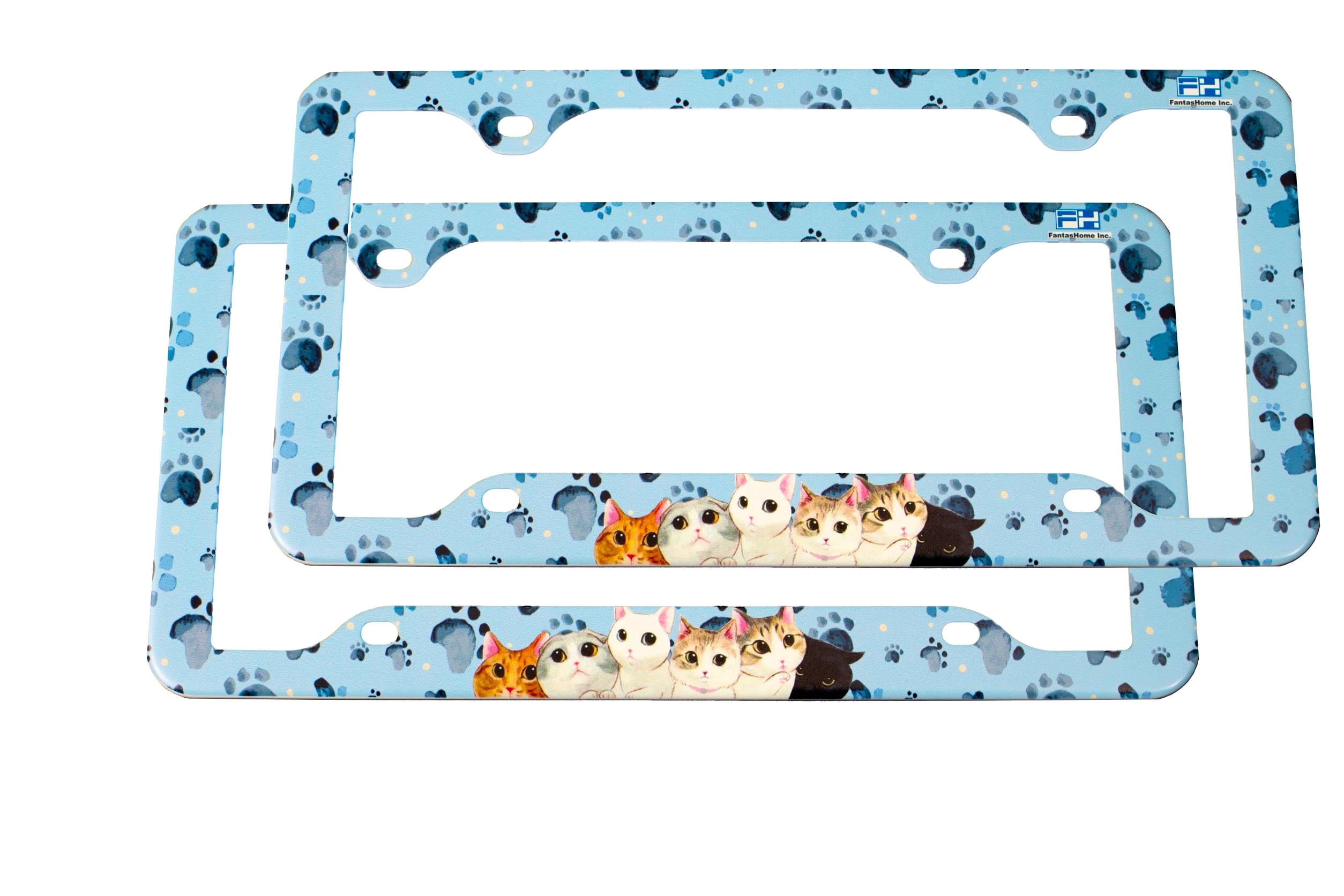 FantasHome Stainless Metal 2 Pcs Car License Plate Frame Cover, US ...