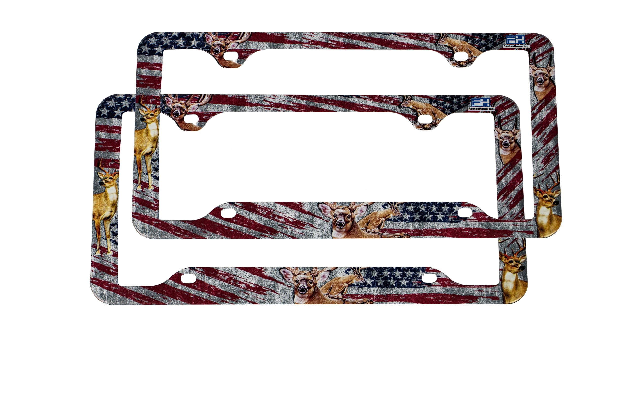 FantasHome Stainless Metal Car License Plate Frame Cover, 2 Pcs, US ...