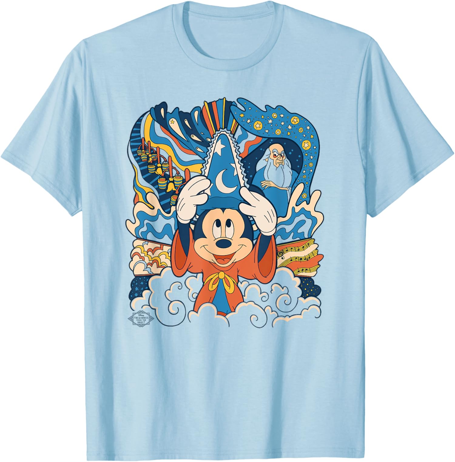 Fantasia Mickey Mouse Sorcerer’s Apprentice Retro T-Shirt,Light Blue ...