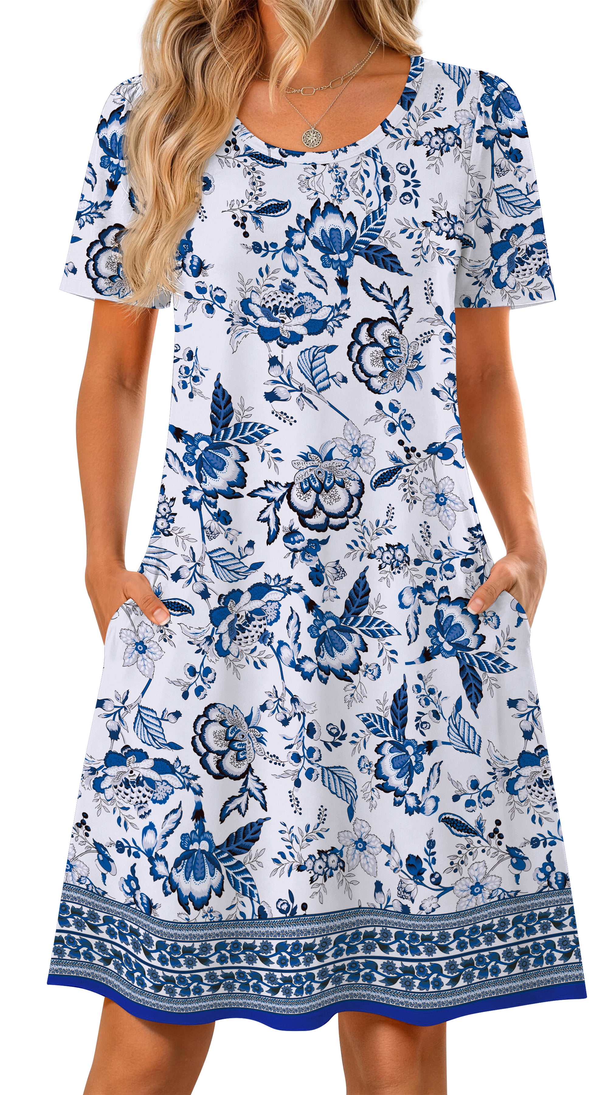 Fantaslook Boho Summer Dresses for Women Casual Short Sleeve T Shirt ...