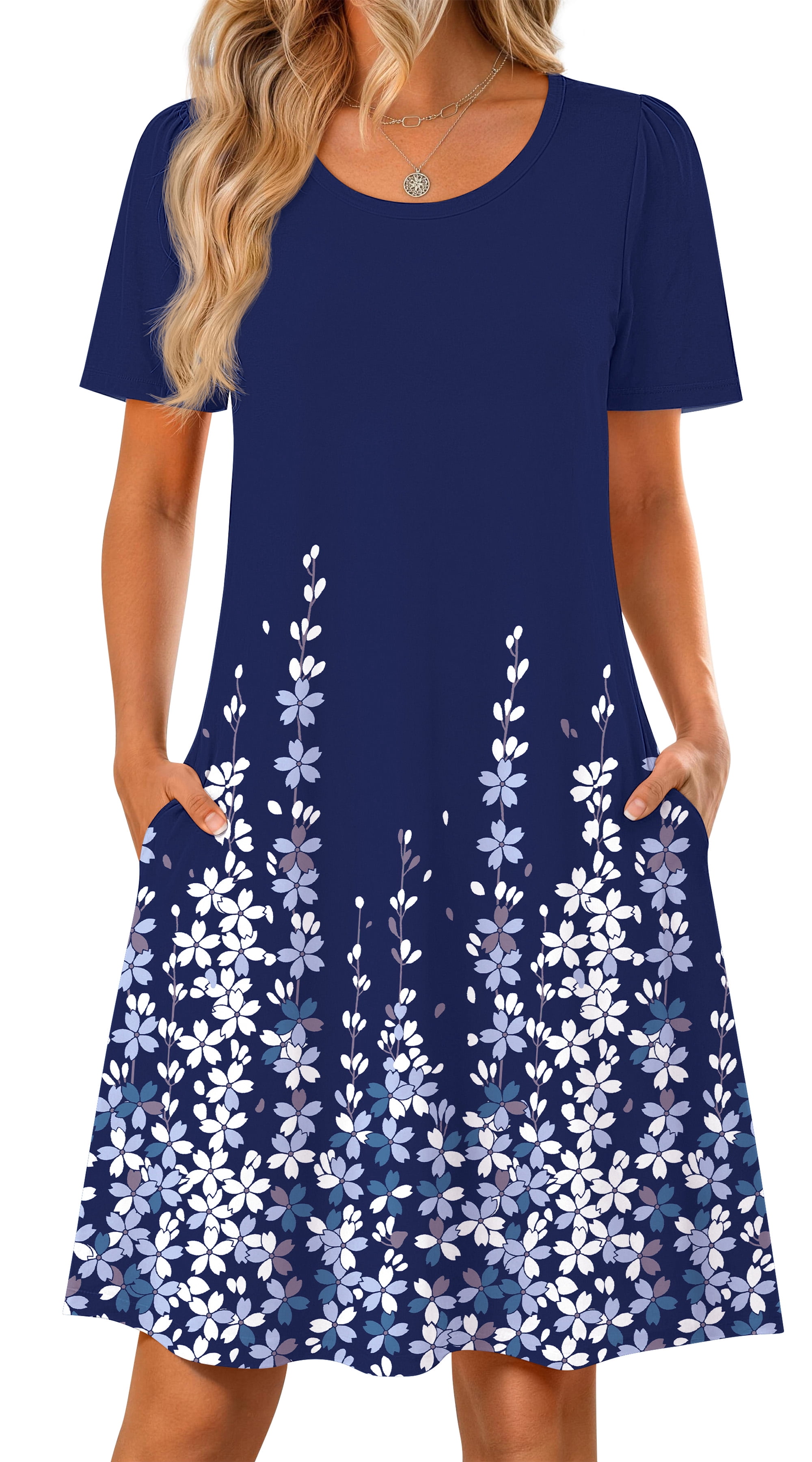 Fantaslook Boho Summer Dresses for Women Casual Short Sleeve T Shirt ...