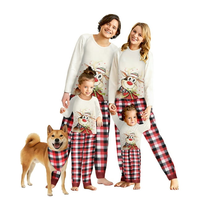 Fantaslook Christmas Pajamas Sets for Family Long Sleeve Tops And Plaid ...