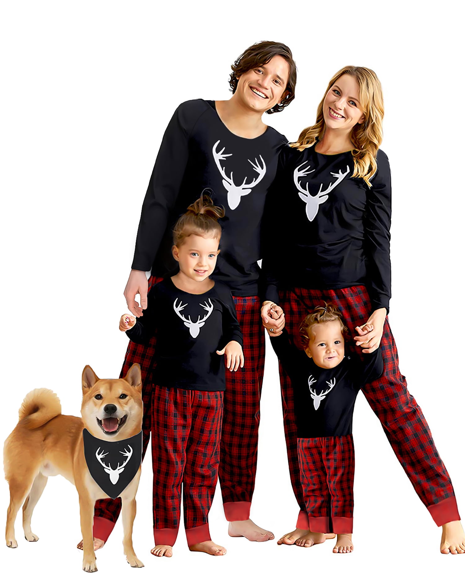 Fantaslook Christmas Pajamas Sets for Family Long Sleeve Tops and Plaid ...