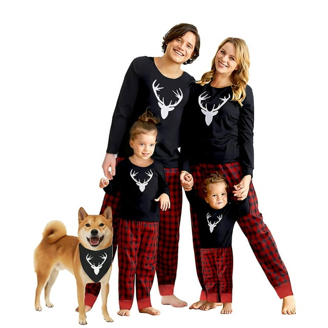 Fantaslook Christmas Pajamas Sets for Family Long Sleeve Tops And Plaid ...