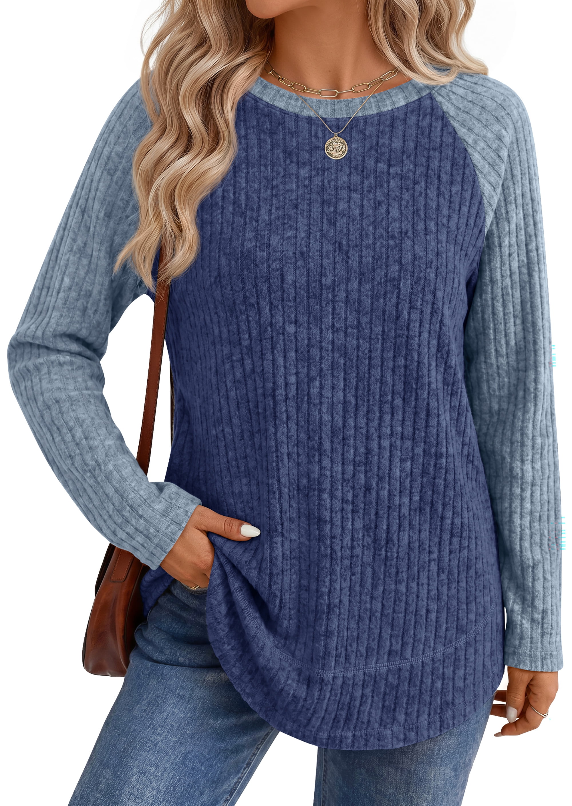 Fantaslook Color Block Long Sleeve Shirts for Women Lightweight Fall ...