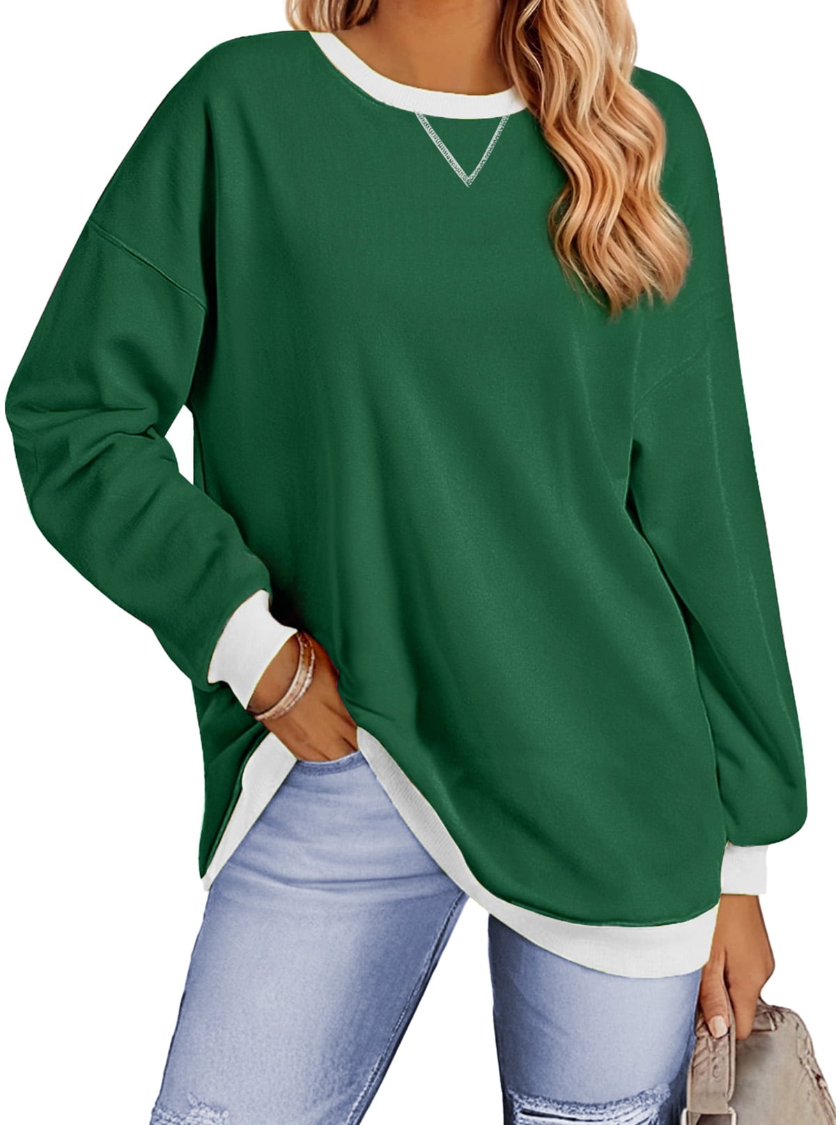 Fantaslook Color Block Sweatshirts for Women Crewneck Long Sleeve ...