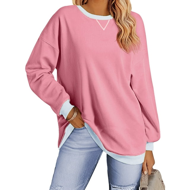 Fantaslook Color Block Sweatshirts for Women Crewneck Long Sleeve ...