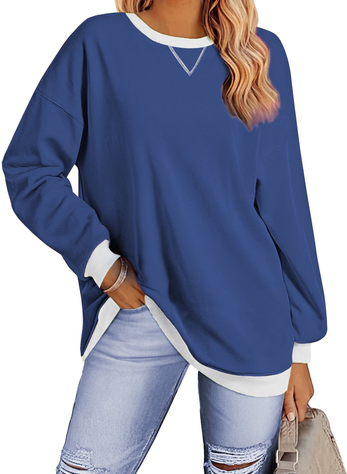Fantaslook Color Block Sweatshirts for Women Crewneck Long Sleeve ...