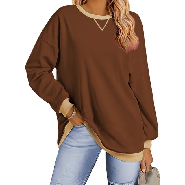 Fantaslook Color Block Sweatshirts for Women Crewneck Long Sleeve ...