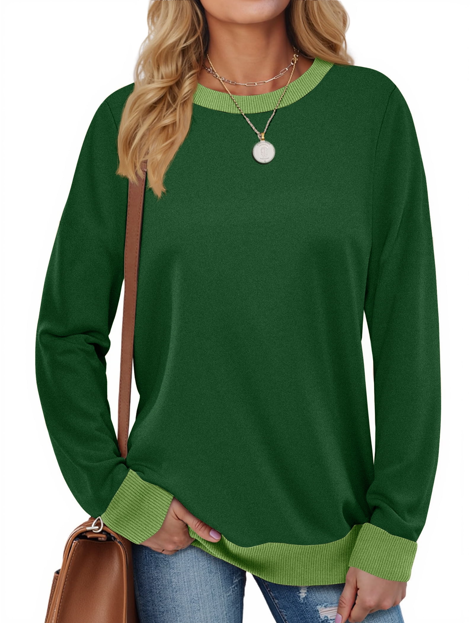 Fantaslook Color Block Sweatshirts for Women Crewneck Long Sleeve ...