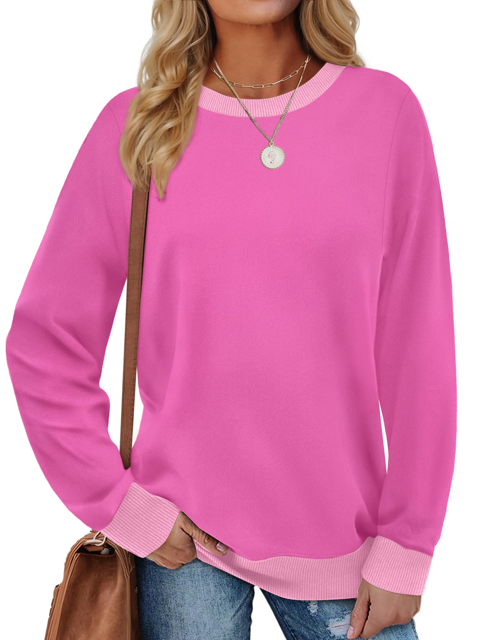 Fantaslook Color Block Sweatshirts for Women Crewneck Long Sleeve ...