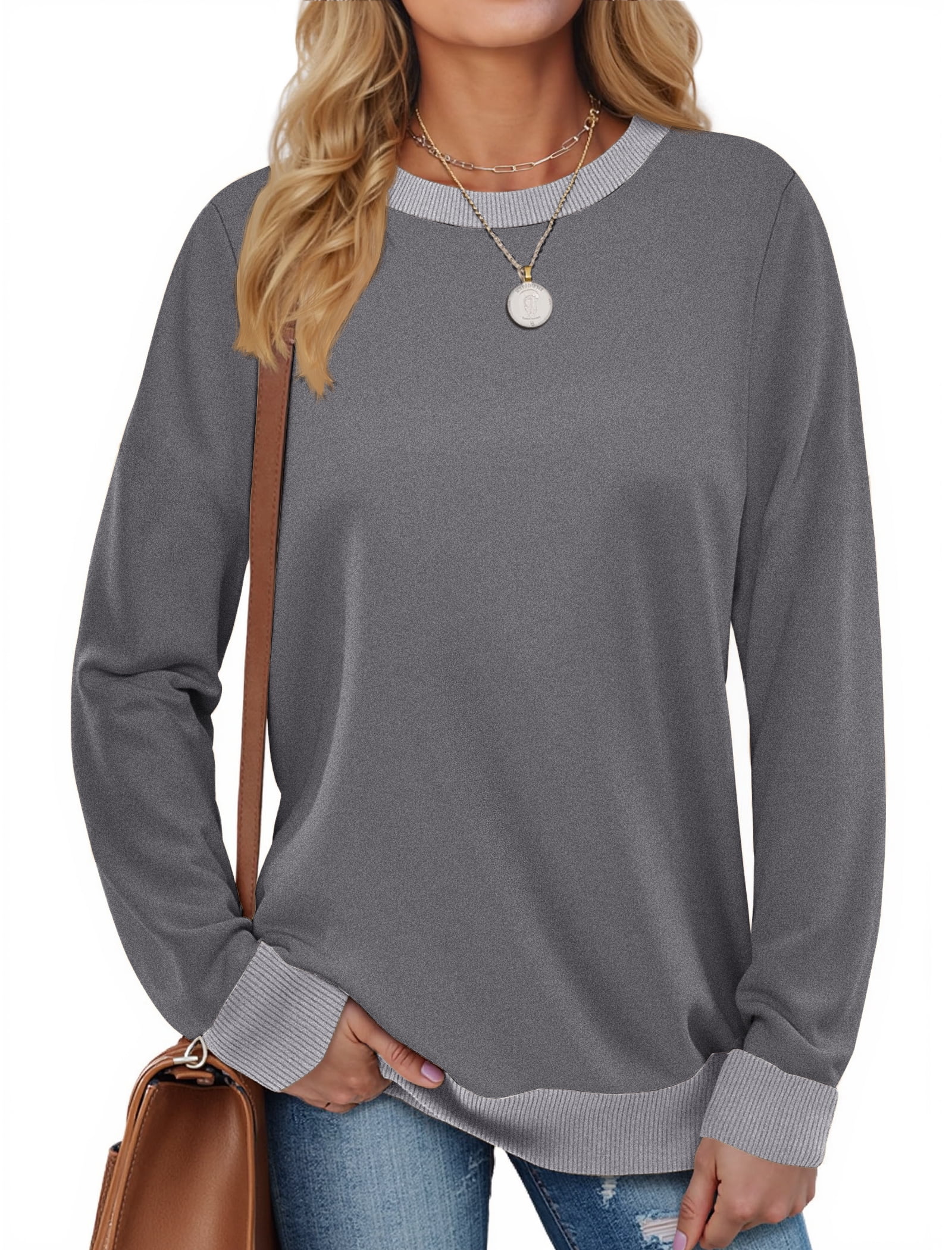 Fantaslook Color Block Sweatshirts for Women Crewneck Long Sleeve ...