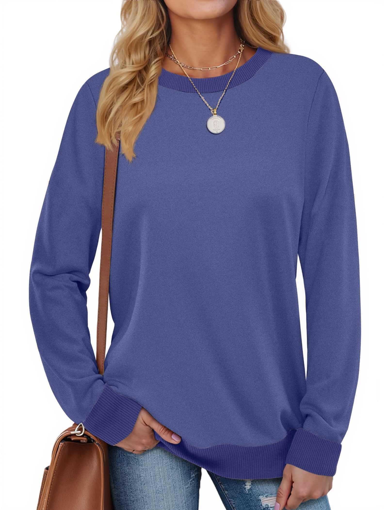 Fantaslook Color Block Sweatshirts for Women Crewneck Long Sleeve ...