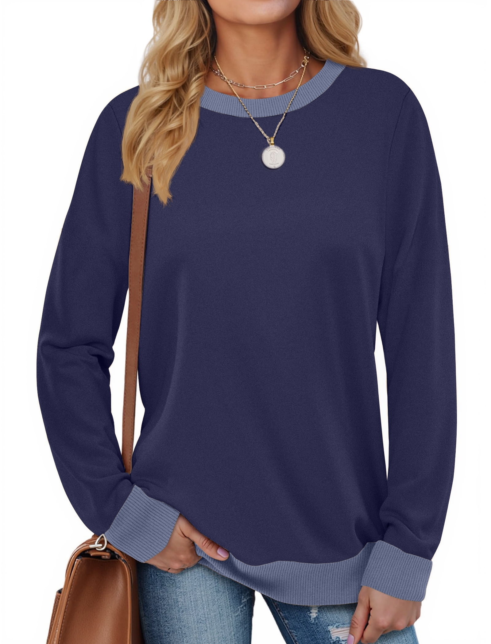 Fantaslook Color Block Sweatshirts for Women Crewneck Long Sleeve ...