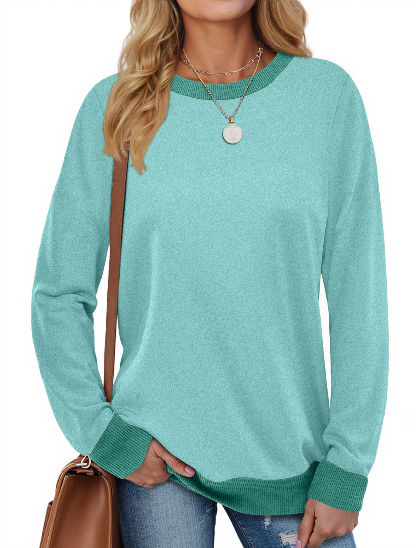 Fantaslook Color Block Sweatshirts for Women Crewneck Long Sleeve ...