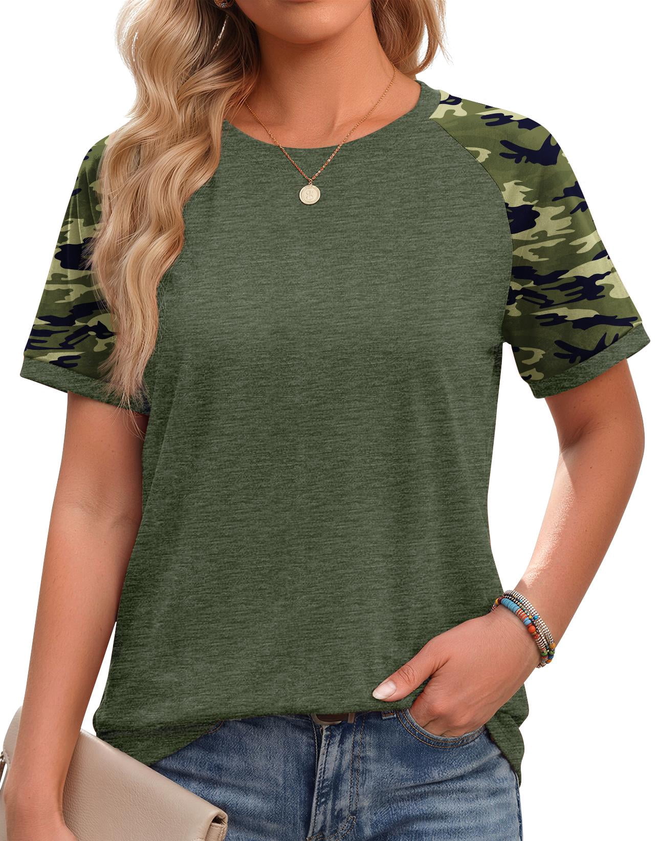 Fantaslook Color Block T Shirts for Women Crewneck Short Sleeve Tops ...