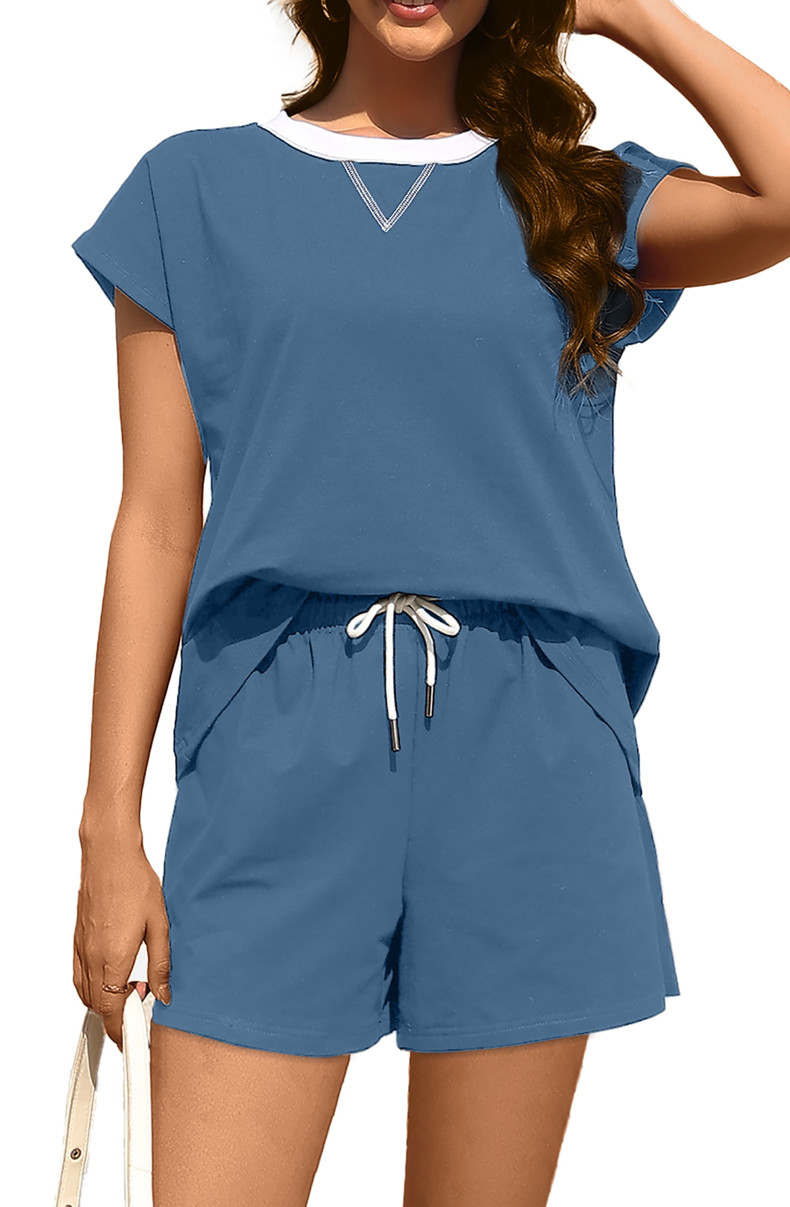 Fantaslook Color Block Two Piece Outfits for Women Lounge Sets Cap ...