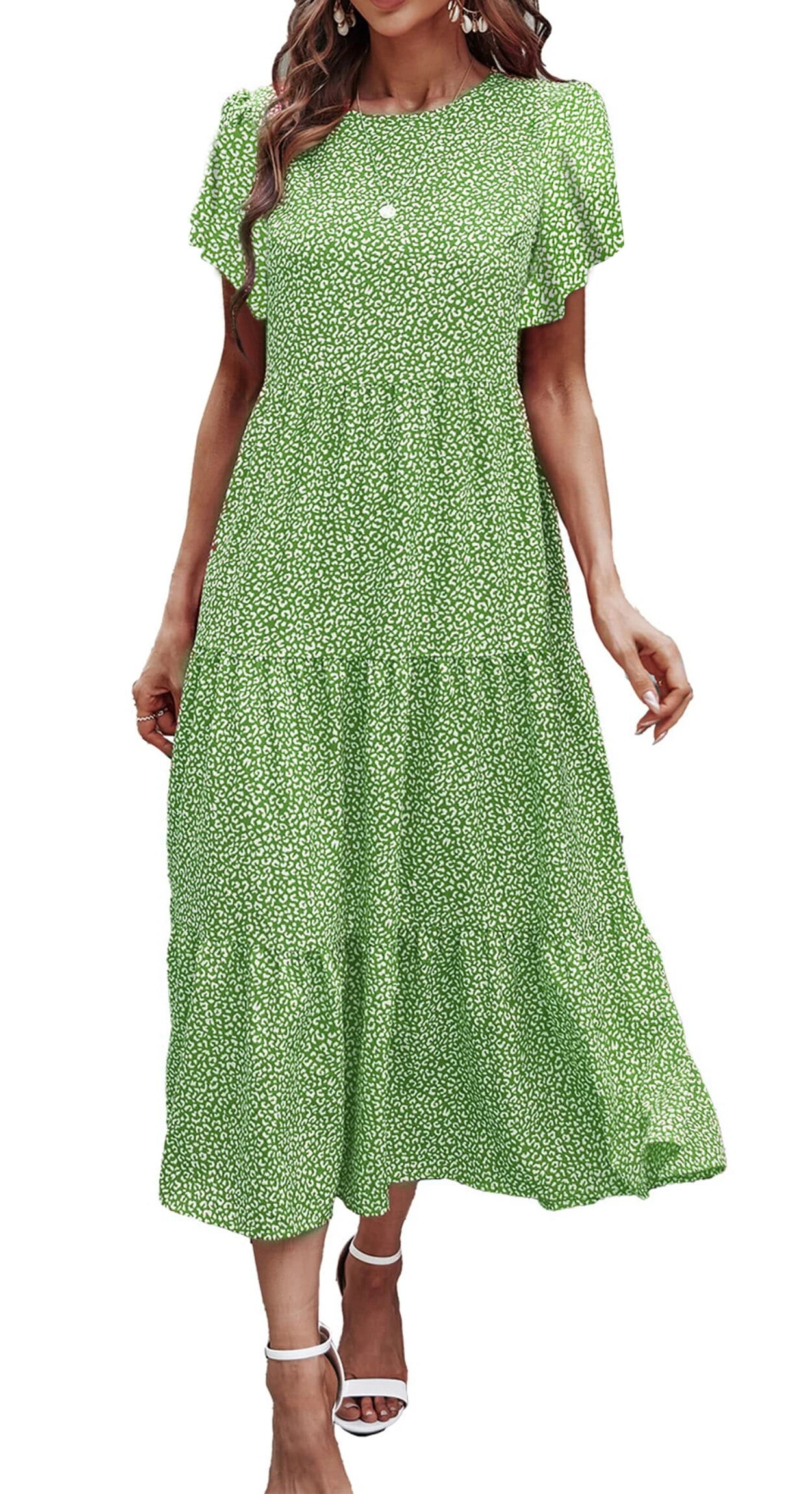 Fantaslook Women's Summer Boho Midi Dress with Floral Print and Ruffle ...