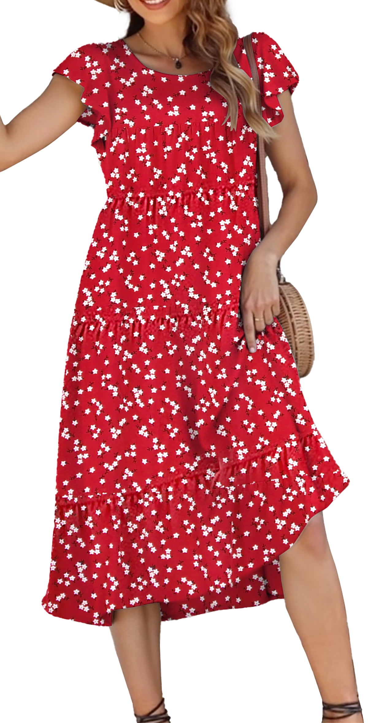 Fantaslook Dresses for Women Summer Casual Boho Dress Floral Print ...
